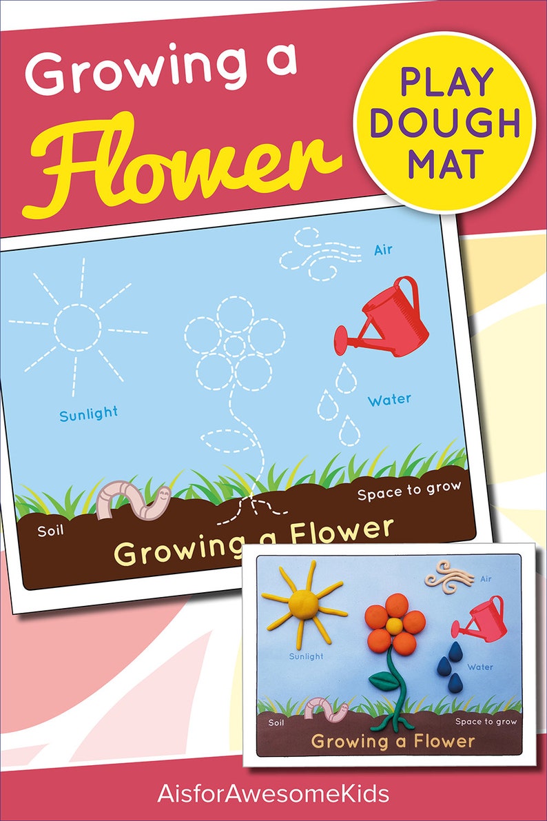 Growing a Flower Play Dough Mat, Kids Gardening Playdoh Homeschool ...