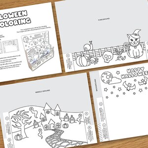 Halloween 3D Coloring Scene Craft, Kids Color and Build Freestanding ...