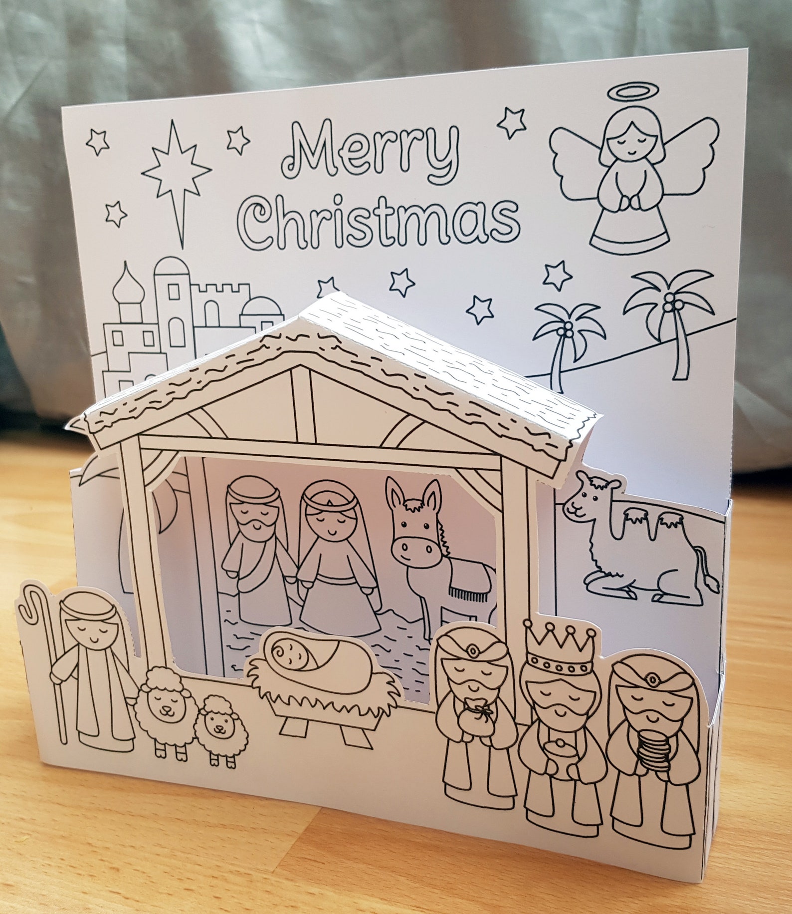 Christmas Nativity 3D Coloring Scene, Kids Colour & Build Freestanding ...