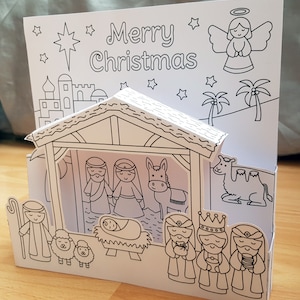 Christmas Nativity 3D Coloring Scene, Kids Colour & Build Freestanding ...