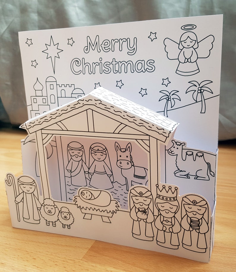 Christmas Nativity 3D Coloring Scene, Kids Colour & Build Freestanding ...