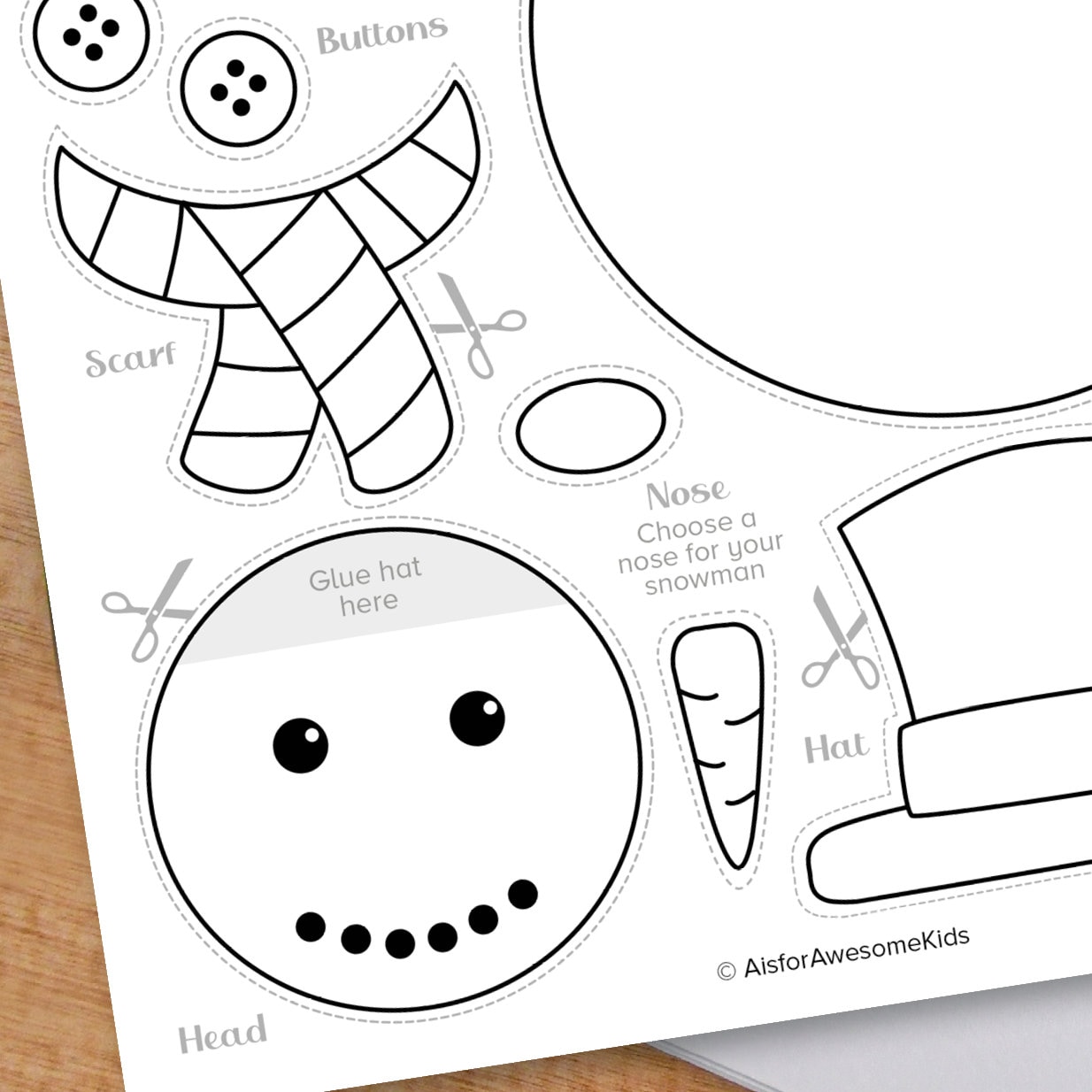 Snowman Cut & Paste Craft, Christmas Color and Build Kit, Paper Doll ...