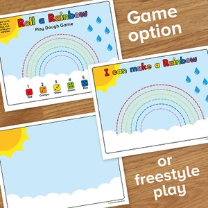 Roll a Rainbow Play Dough Mat Dice Game, Kids Playdough Activity, St ...