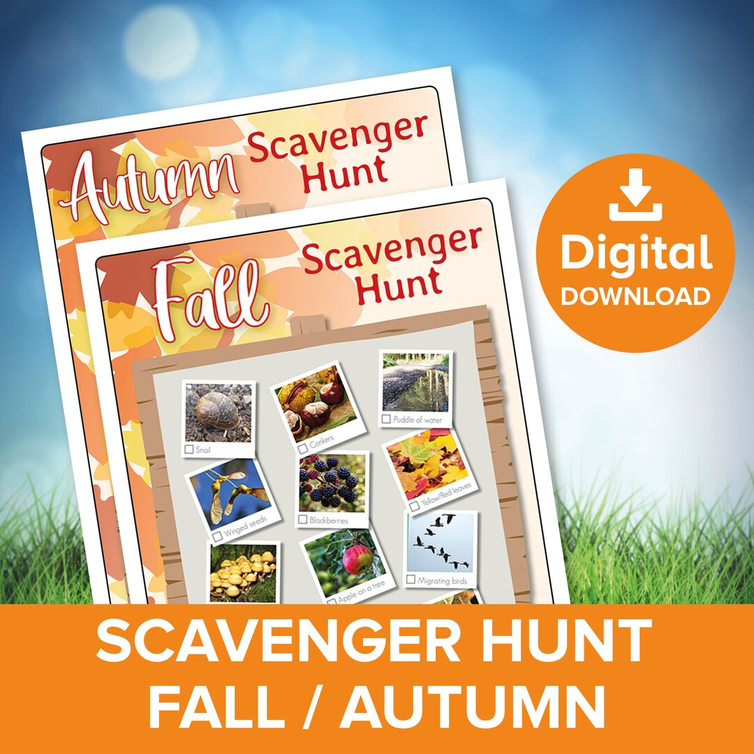Fall Scavenger Hunt, Kids Autumn Photo Treasure Trail, Childrens ...