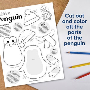 Penguin Cut & Paste Craft, Christmas Color and Build Kit, Paper Doll ...