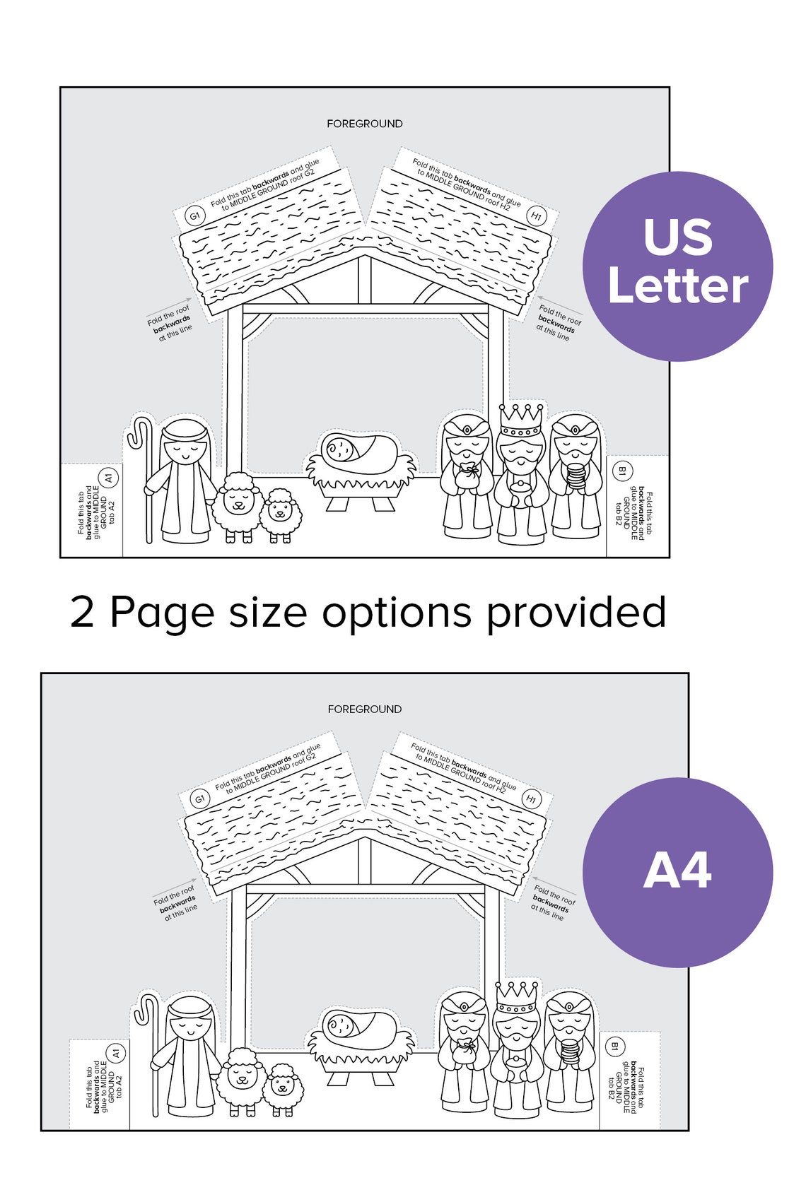 Christmas Nativity 3D Coloring Scene Kids Colour & Build - Etsy