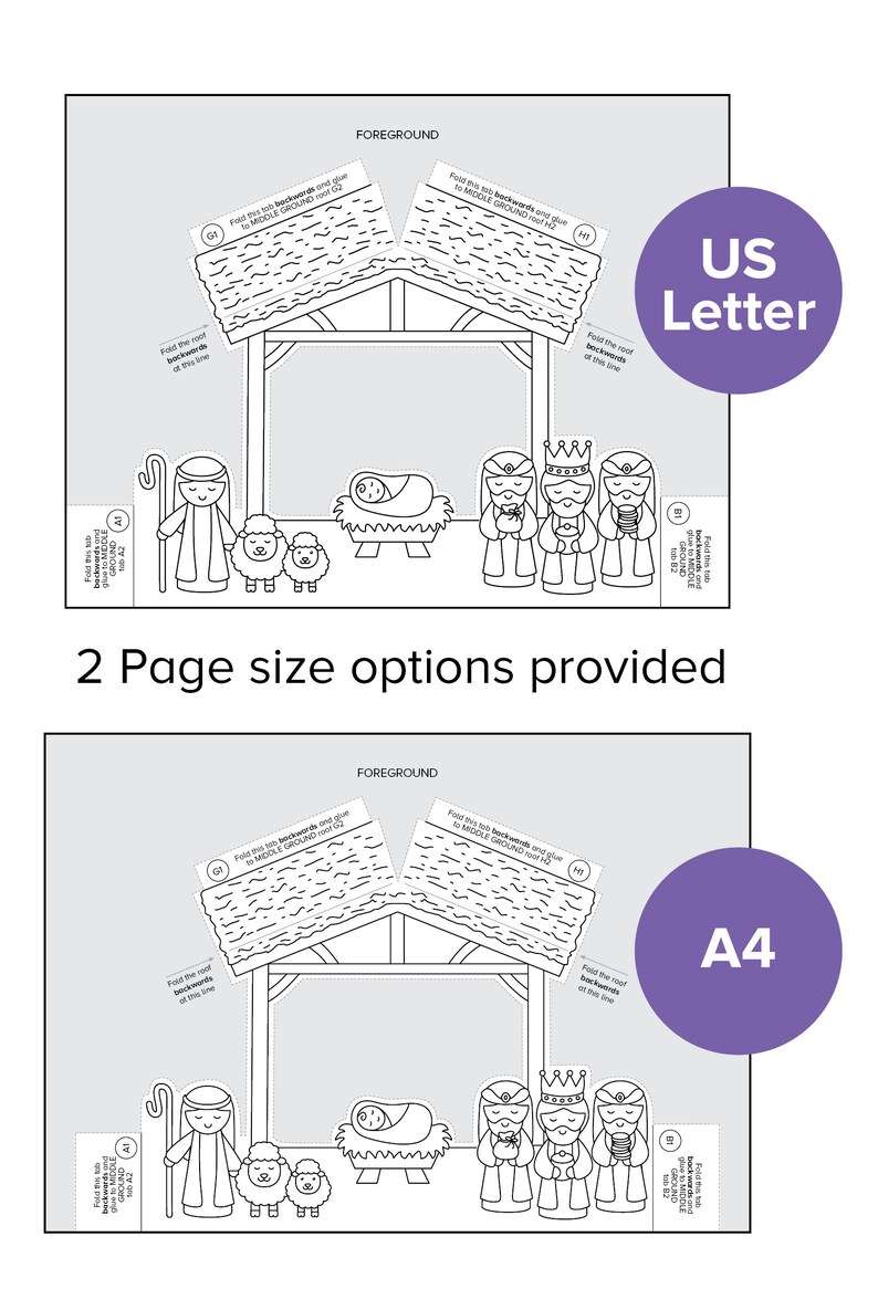 Christmas Nativity 3D Coloring Scene, Kids Colour & Build Freestanding ...