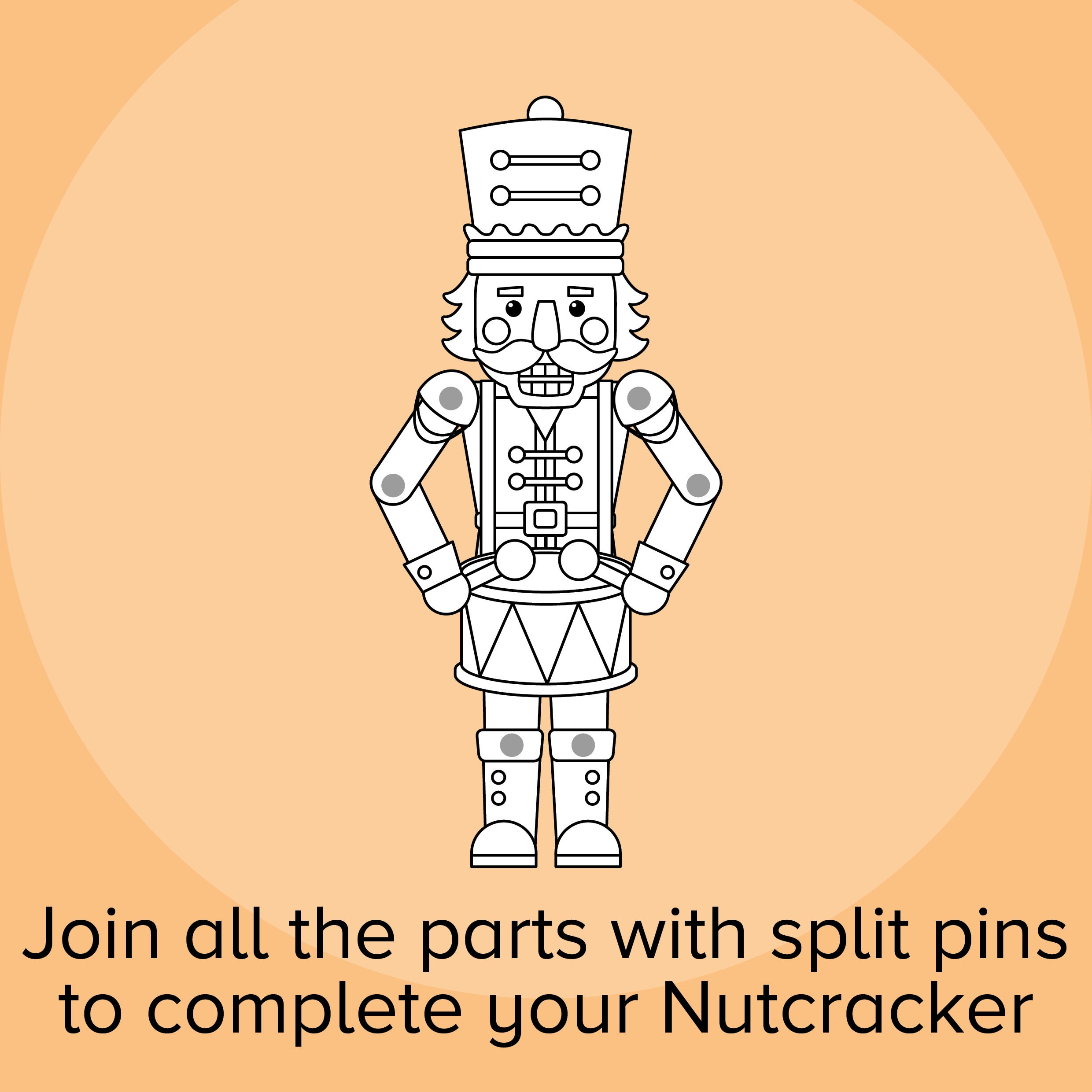 Nutcracker Split Pin Craft, Christmas Cut & Paste Color and Build Kit ...
