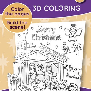Christmas Nativity 3D Coloring Scene, Kids Colour & Build Freestanding ...