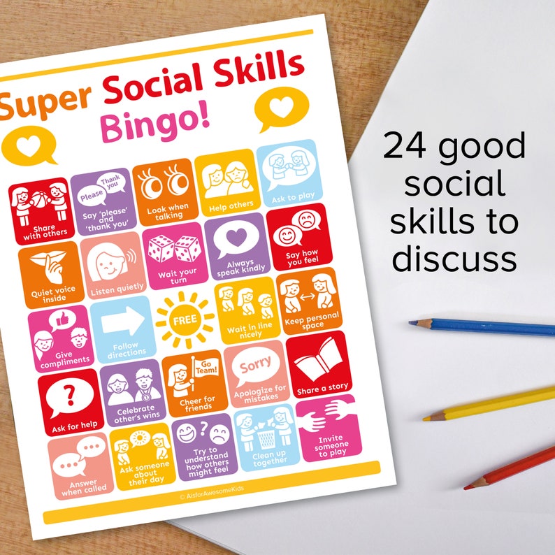 Super Social Skills Bingo Game Printable, Good Communication Group ...