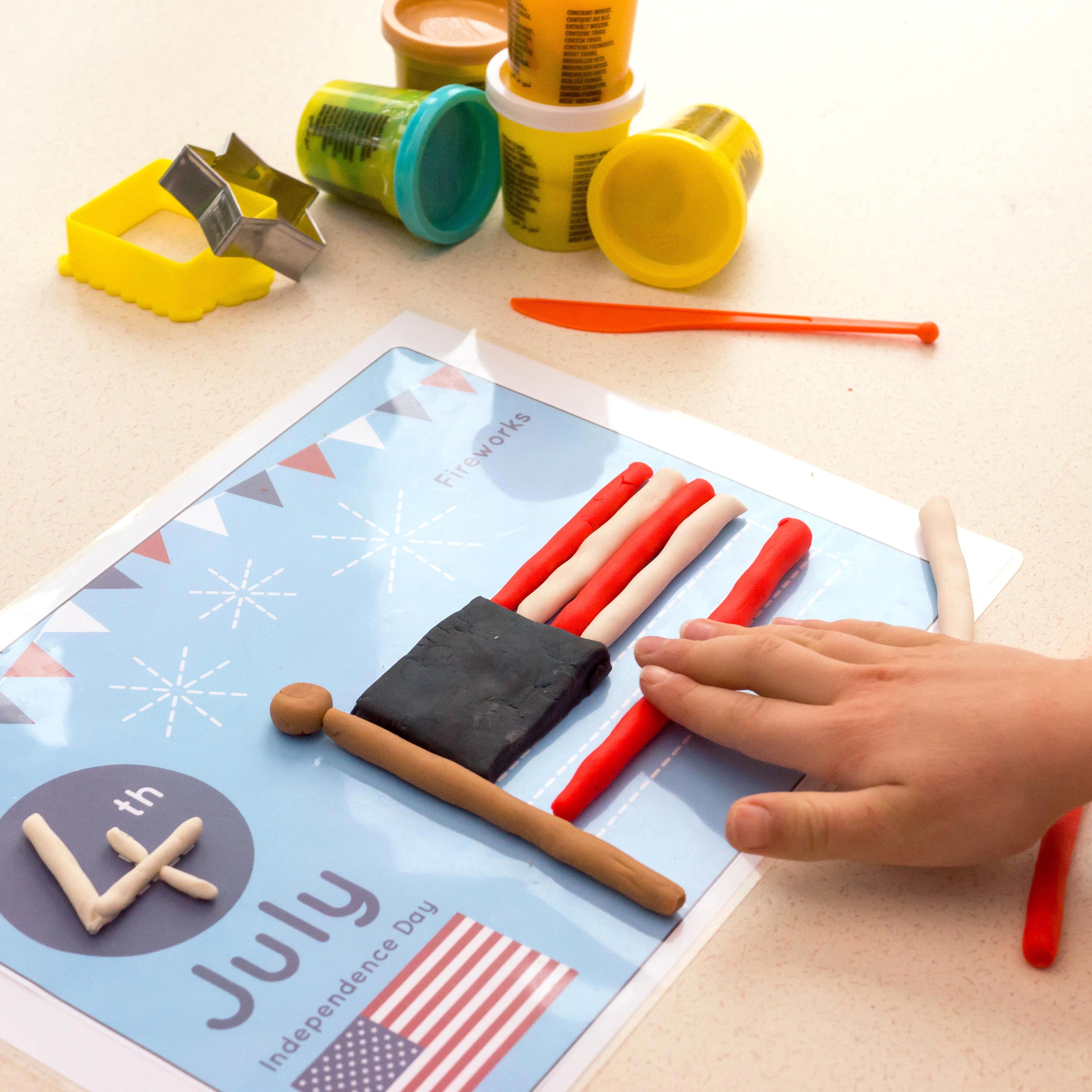 4th July Play Dough Mat, American Flag Independence Day Celebration ...