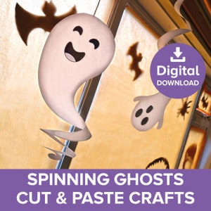 Spinning Ghost Cut & Paste Crafts, Halloween Party Decoration Kit ...