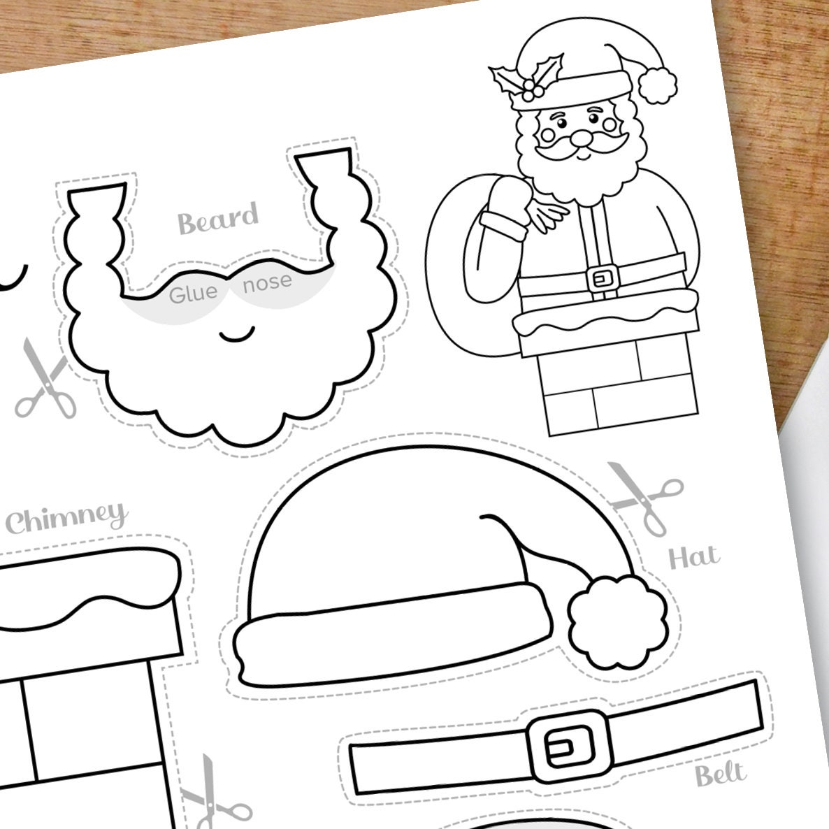 Santa Claus Cut & Paste Craft, Father Christmas Color Build Kit, Paper ...