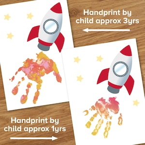 Rocket Handprint Greetings Card Craft, Kids Painting Finger Print ...