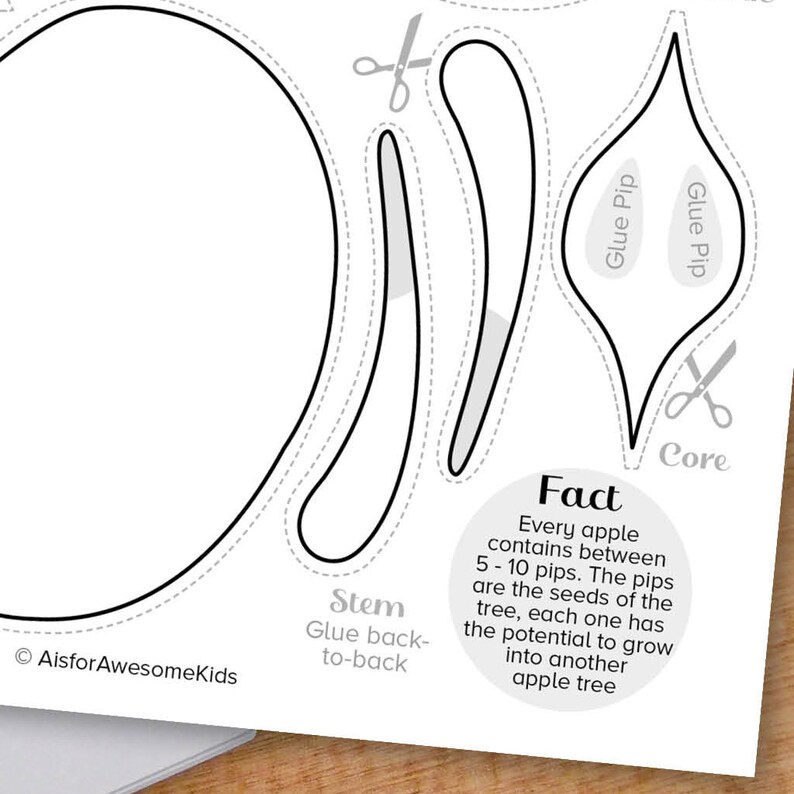 Build an Apple Cut & Paste Craft, Fall Fruit Coloring Page Printable ...