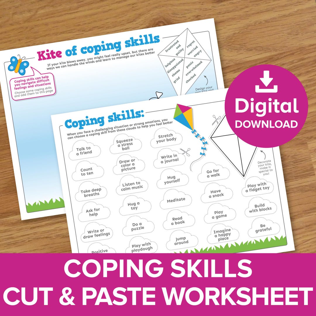 Coping Skills Worksheet, Childrens Mental Health Cut & Paste Activity ...