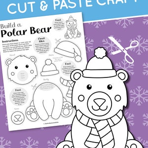 Polar Bear Cut & Paste Craft, Christmas Color and Build Kit, Paper Doll ...