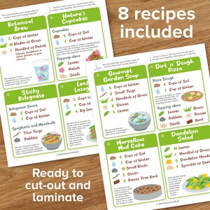 Mud Kitchen Recipe Cards, Kids Outdoor Nature Cooking Role Play Pack ...