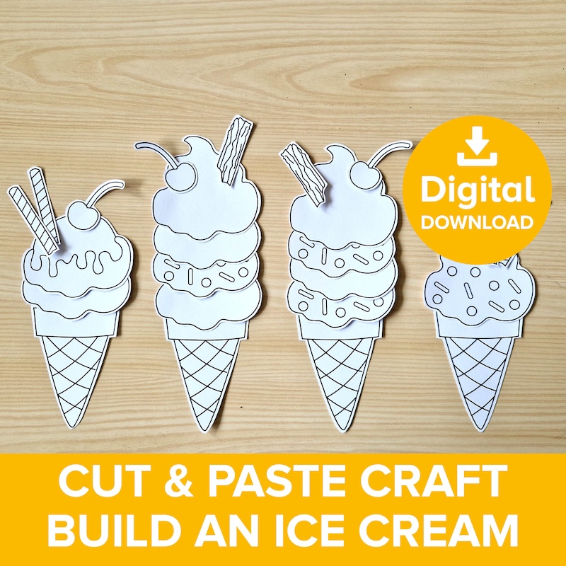 Ice Cream Coloring Pages - Etsy UK