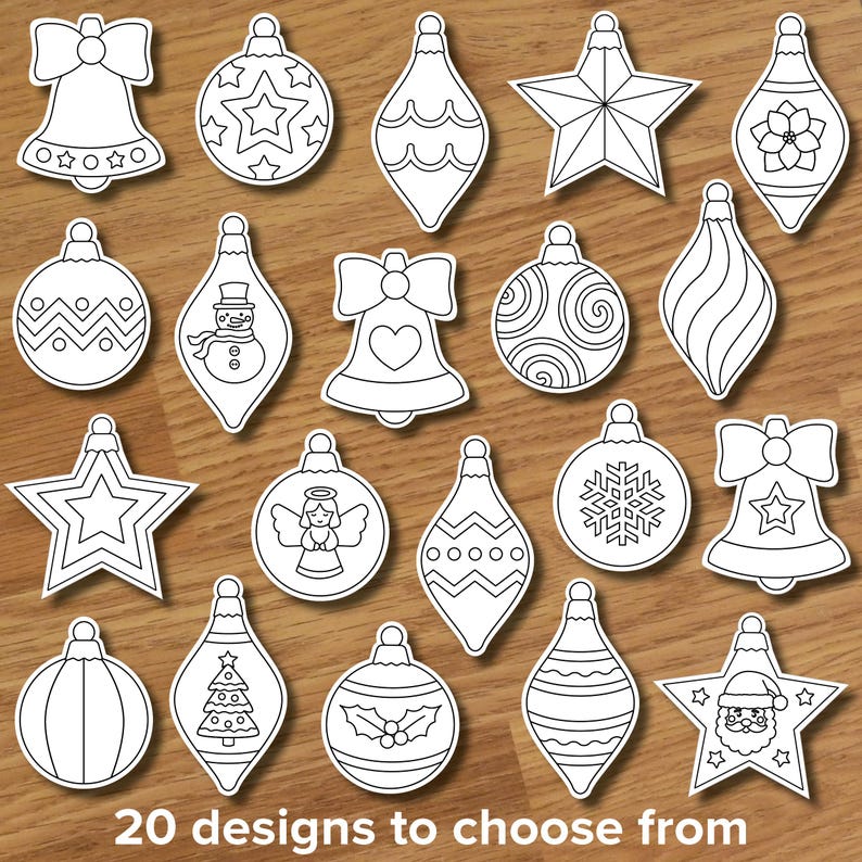 Christmas Bauble Coloring Crafts, Gift Tag Cut & Paste Printable ...