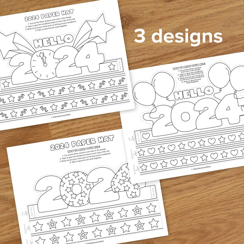 2024 New Year's Eve Paper Hats, Happy New Year Party Hat Crown, Holiday ...