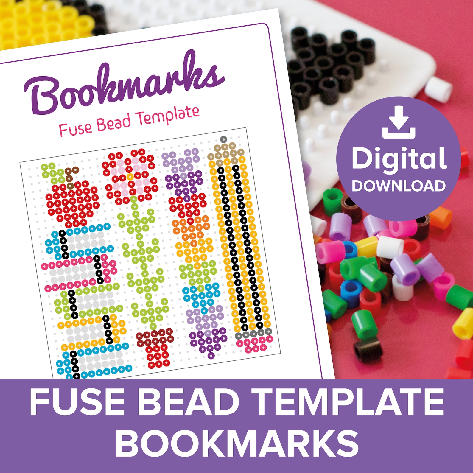 Bookmarks Fuse Bead Template, Teacher Gift Cute Craft, School Friend Birthday Present, Hama ...