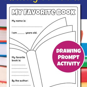 My Favorite Book Worksheet, Kids Drawing Prompt Reading Activity ...