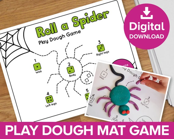 Roll a Spider Play Dough Mat Dice Game Kids Halloween Playdoh | Etsy