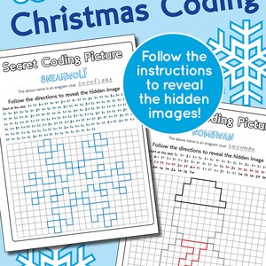 Christmas Coding Worksheet Bundle, Xmas Picture Reveal Challenge ...