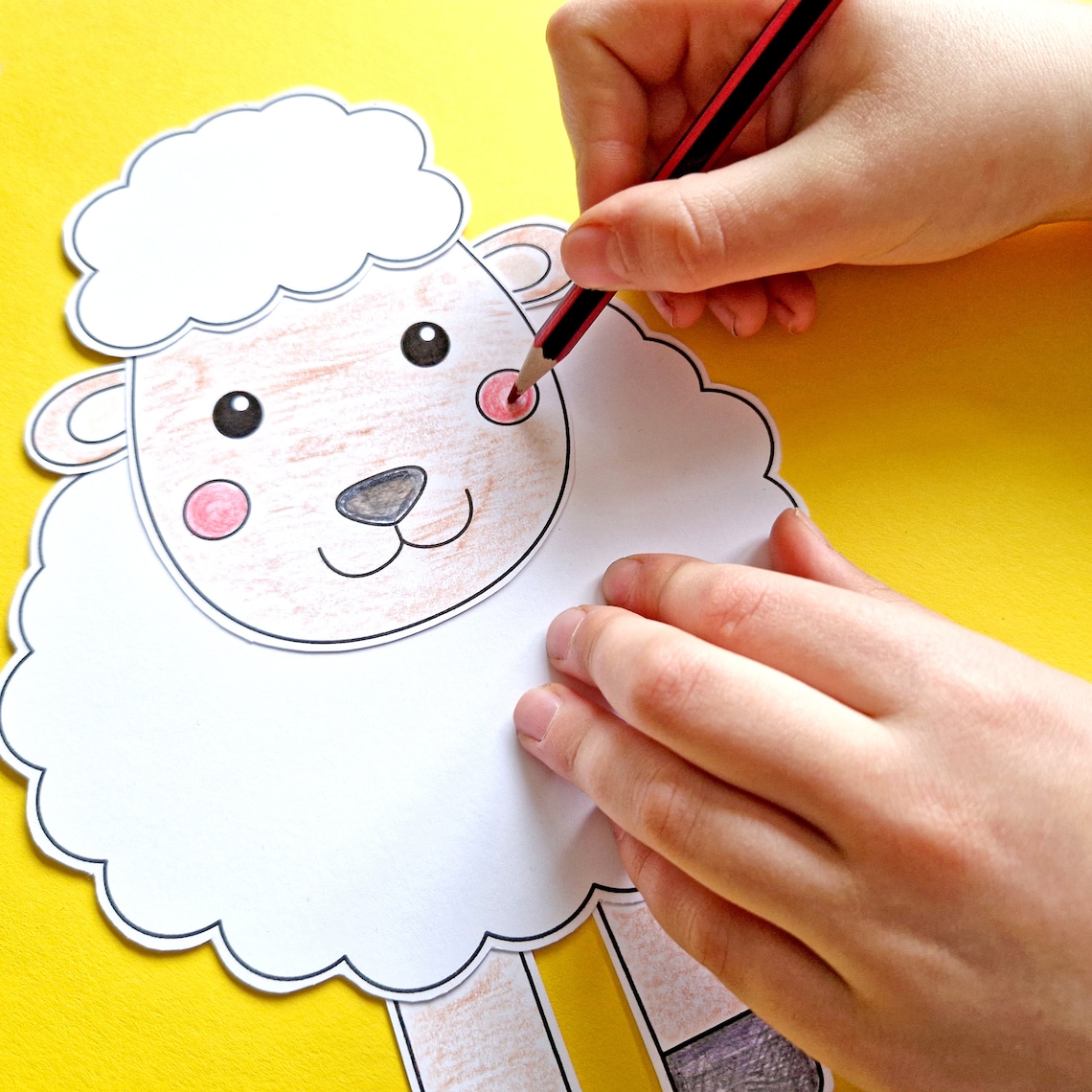 Lamb Cut & Paste Craft Printable, Build a Sheep Coloring, Spring Baby ...