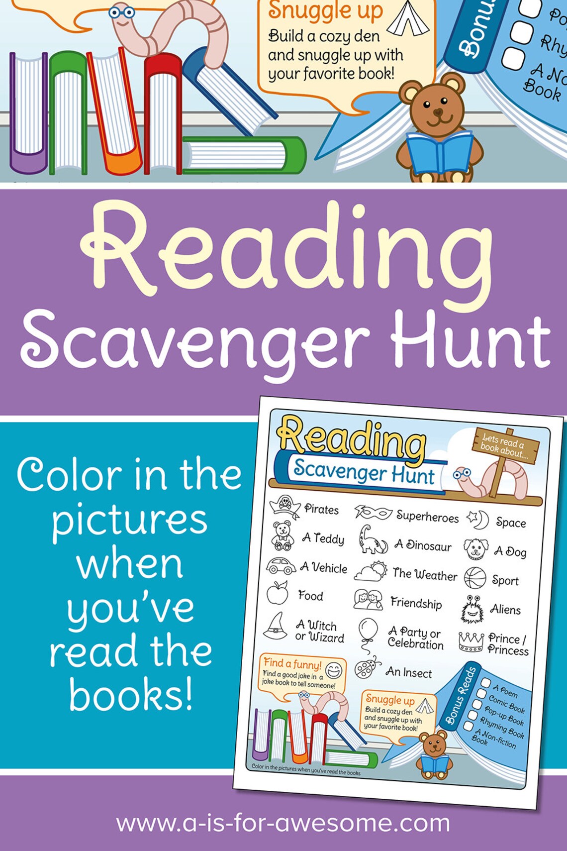 Reading Challenge Scavenger Hunt Childrens World Book Day - Etsy