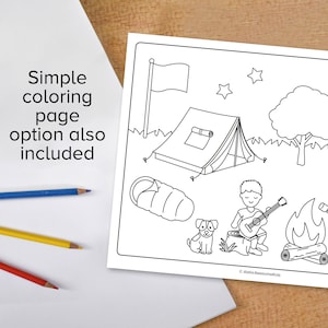 Camping Scene Cut & Paste Craft, Scout Camp Site Coloring Page Activity ...