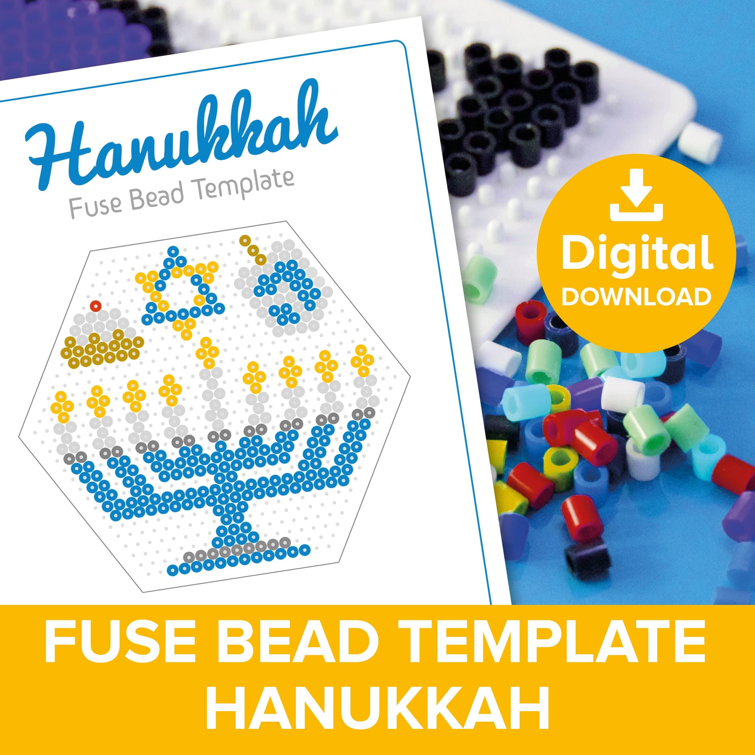 Hanukkah Fuse Bead Template, Jewish Festival Celebration Dreidel Pixel ...