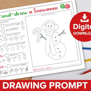 Roll & Draw a Snowman Drawing Prompt Activity Kids Christmas - Etsy