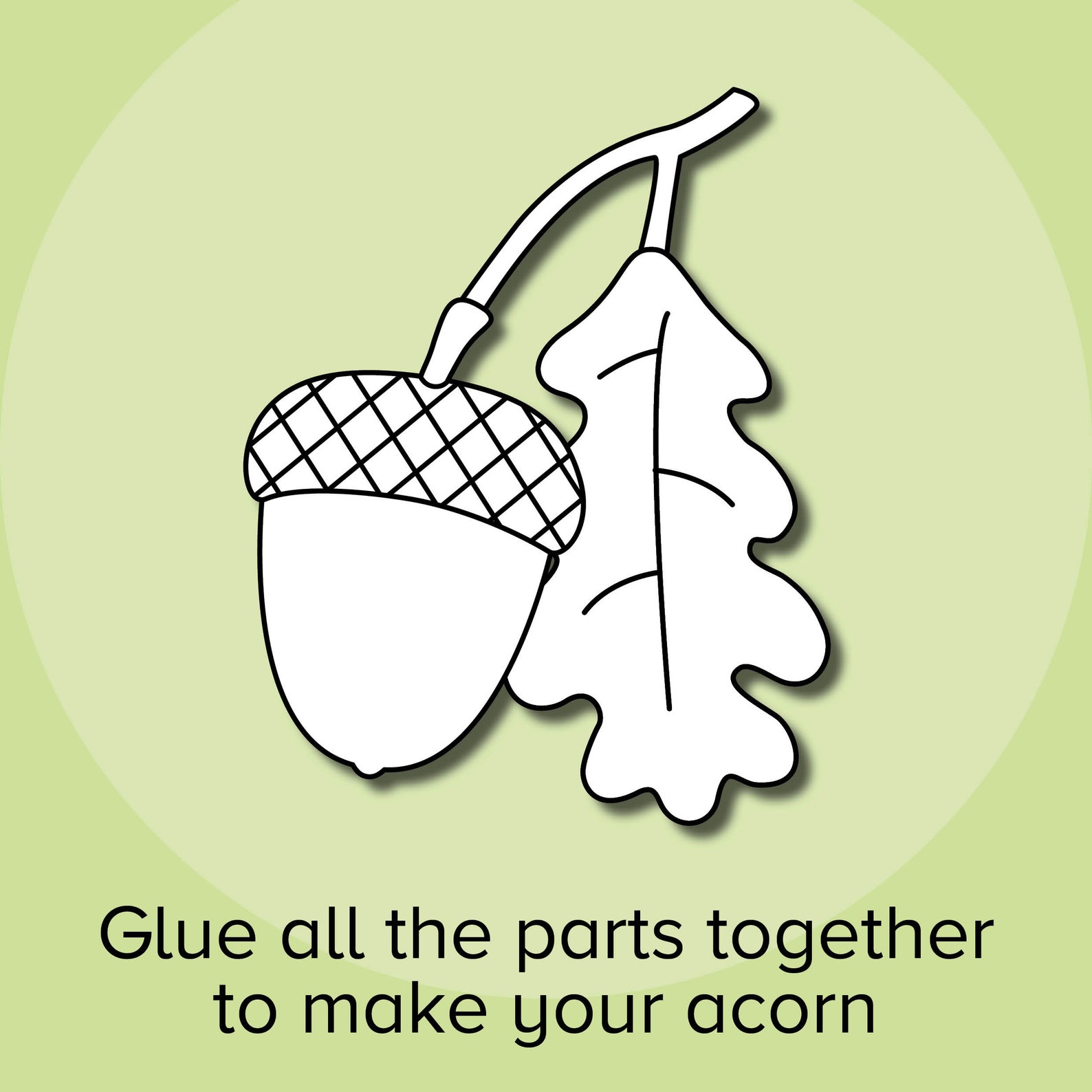 Build an Acorn Cut & Paste Craft, Autumn Fall Coloring Activity Page ...