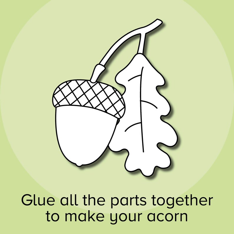 Build an Acorn Cut & Paste Craft, Autumn Fall Coloring Activity Page ...