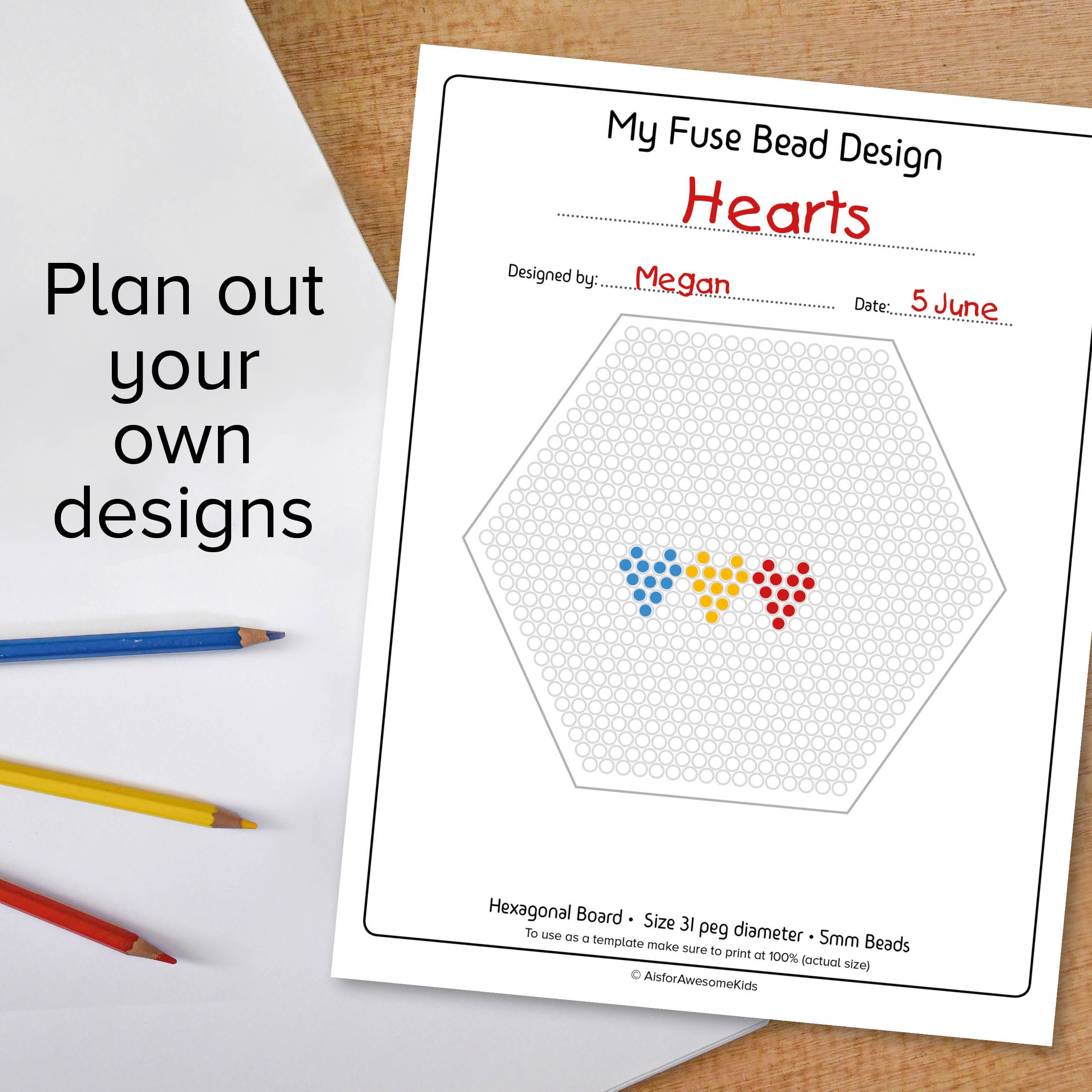 Blank Fuse Bead Template, Design Your Own Pixel Art, Square & Hexagon ...