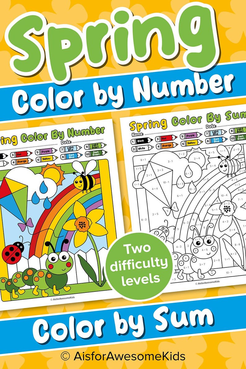 Spring Color by Number Worksheet, Minibeast Garden Picture Reveal ...