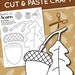 Build an Acorn Cut & Paste Craft, Autumn Fall Coloring Activity Page ...