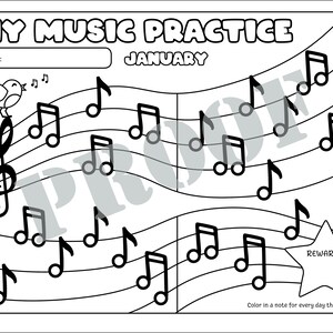 Music Practice Tracker Reward Chart, Kids Instrument Playing Log ...