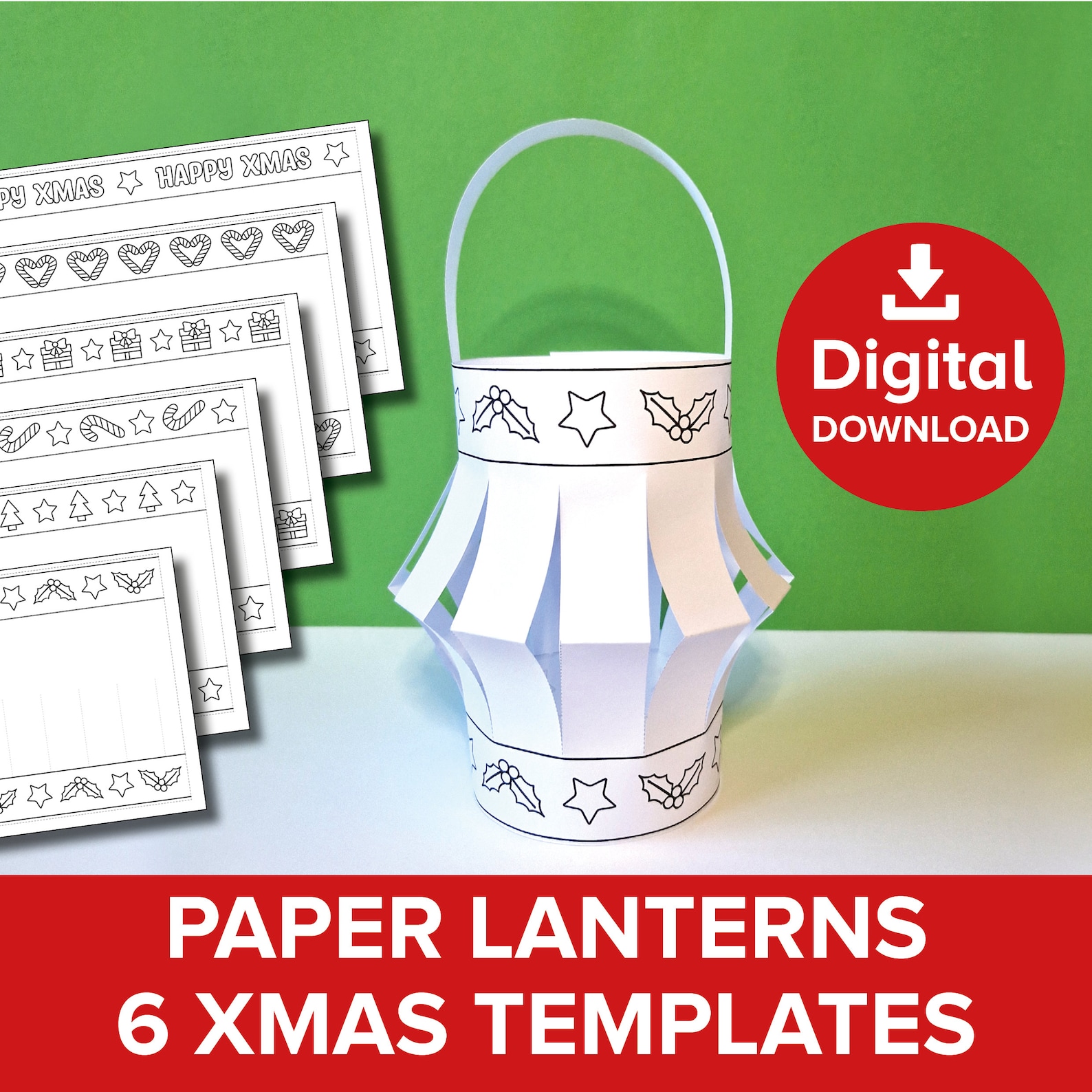Christmas Paper Lantern Craft, Holiday Decoration Lamp Kit, Xmas ...