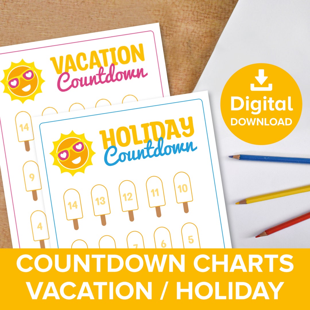 Vacation Countdown Charts, Summer Holiday Count Down Chart, Family Trip ...