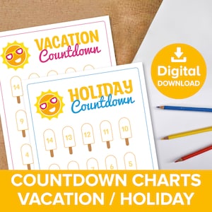 Vacation Countdown Charts, Summer Holiday Count Down Chart, Family Trip ...