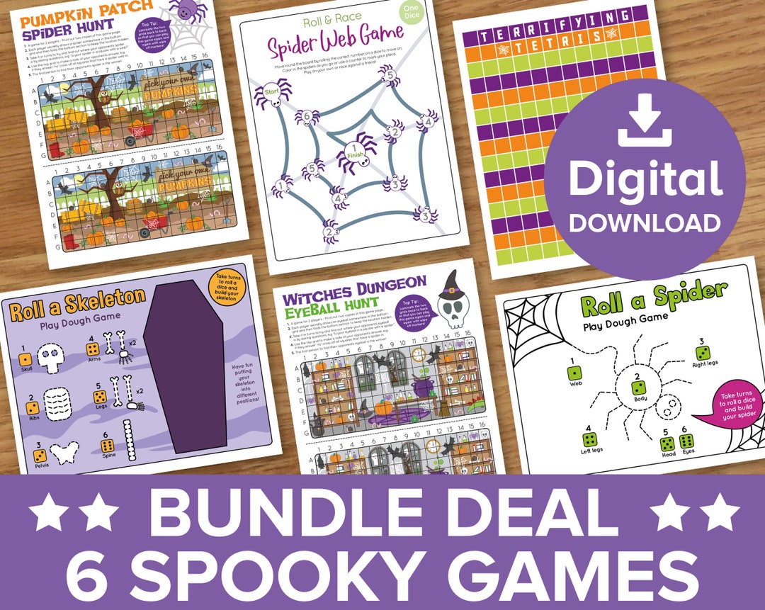 Halloween Games Bundle Kids Spooky Party Paper Board Game - Etsy