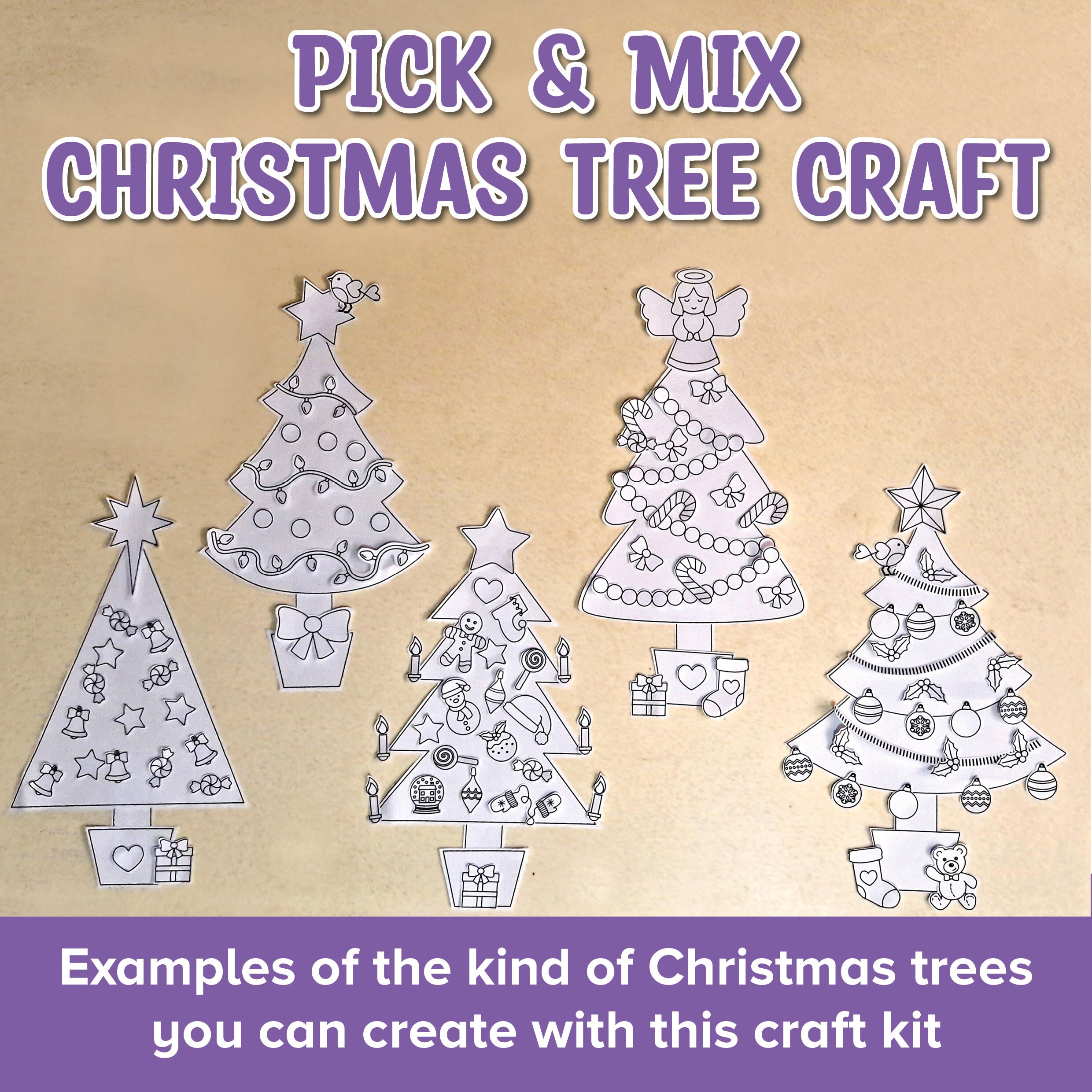 Build a Christmas Tree Craft Printable Xmas Party Cut and - Etsy