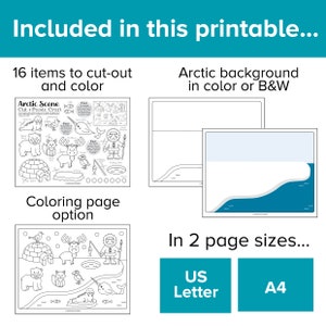 Arctic Animals Scene Cut & Paste Craft, North Pole Inuit Tribe Iceberg ...