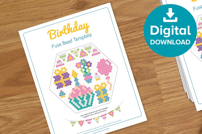 Birthday Party Fuse Bead Template Hama Perler Nabbi Craft - Etsy