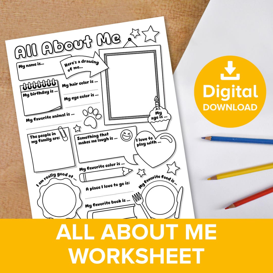 All About Me Worksheet Printable, Kids Personal Discovery Fact Sheet ...