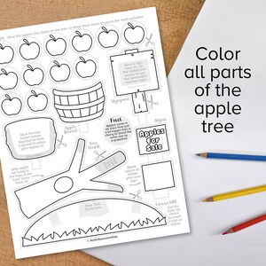 Build an Apple Tree Cut & Paste Craft, Fall Fruit Coloring Page ...