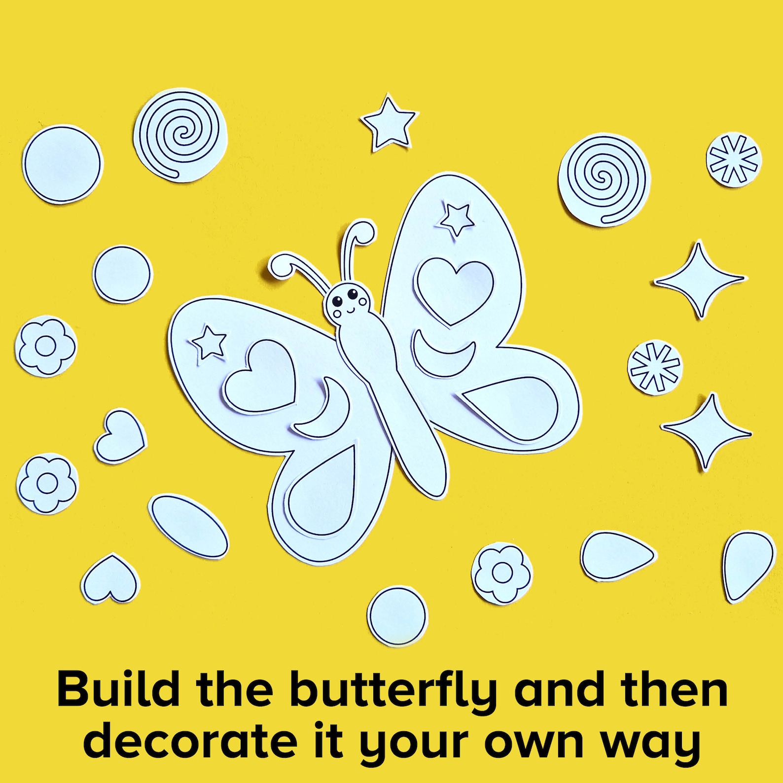 Butterfly Cut & Paste Craft Printable, Spring Bug Color and Build Kit ...